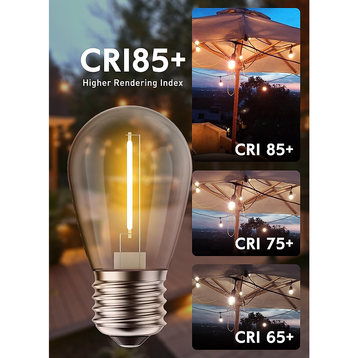 Brightown Shatterproof LED S14 Replacement Light Bulbs, E26 E27 Medium Screw Base Edison Bulbs Equivalent to 11 W, Fits for Commercial Outdoor Patio Garden Vintage Lights, 15 Pack, Warm White