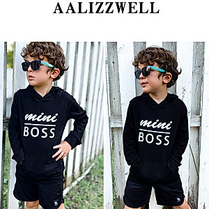 Aalizzwell Toddler Baby Long Sleeve Hooded Sweatshirt Pocket Pullover Hoodies for Boys Girls (Black-1, 3T)