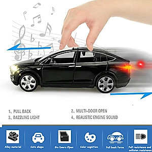 Model X Diecast Car Toy, 1:32 Scale Zinc Alloy Model X Model Car Pull Back Vehicles Door Opening with Light, Mini Model X Toy Car Collectible Model X90 Car Toy for Toddler Boys Girls