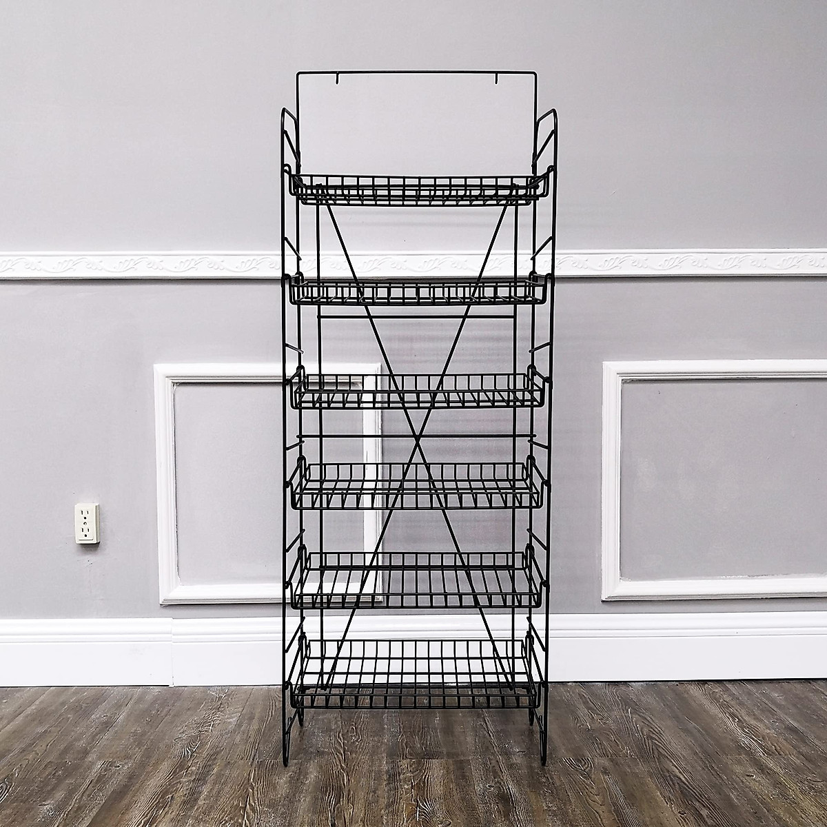 FixtureDisplays® Wire Display for Chips, Snacks, Packaged Foods Boxes Jars Cans Beverage Beer T-Shirts 18X10X50 12118-NPF