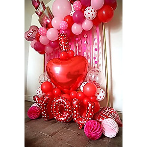 24 inch Red Heart Mylar Balloon Foil Heart Balloon For Valentines Day Wedding Engagement Party Decoration, 10 pcs