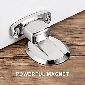GGIENRUI Magnetic Door Stopper Floor Door Stop Magnetic Heavy Duty Door Holder for Keep Door Open with 3M Self Adhesive and Conceal Screw Mount, 1pcs, Silver