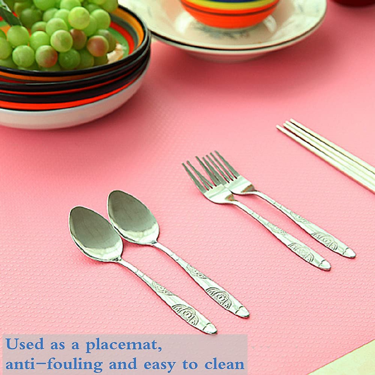 Shelf Liner, Drawer Liners for Kitchen,Non Adhesive Water Resistant, Strong Grip,Easy Clean and Trim, Smooth Surface Liners for Kitchen Cabinets, Shelves, Pantry (Pink, 11.8 inches x 59 inches)