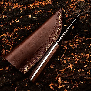 SUSA KNIVES 8''Fixed Blade Handmade Damascus Hunting Knife, Walnut Wood Handle -Its A Hunting Knife with Sheath | Bushcraft Knife EDC Survival Knife for Men | (WOOD)