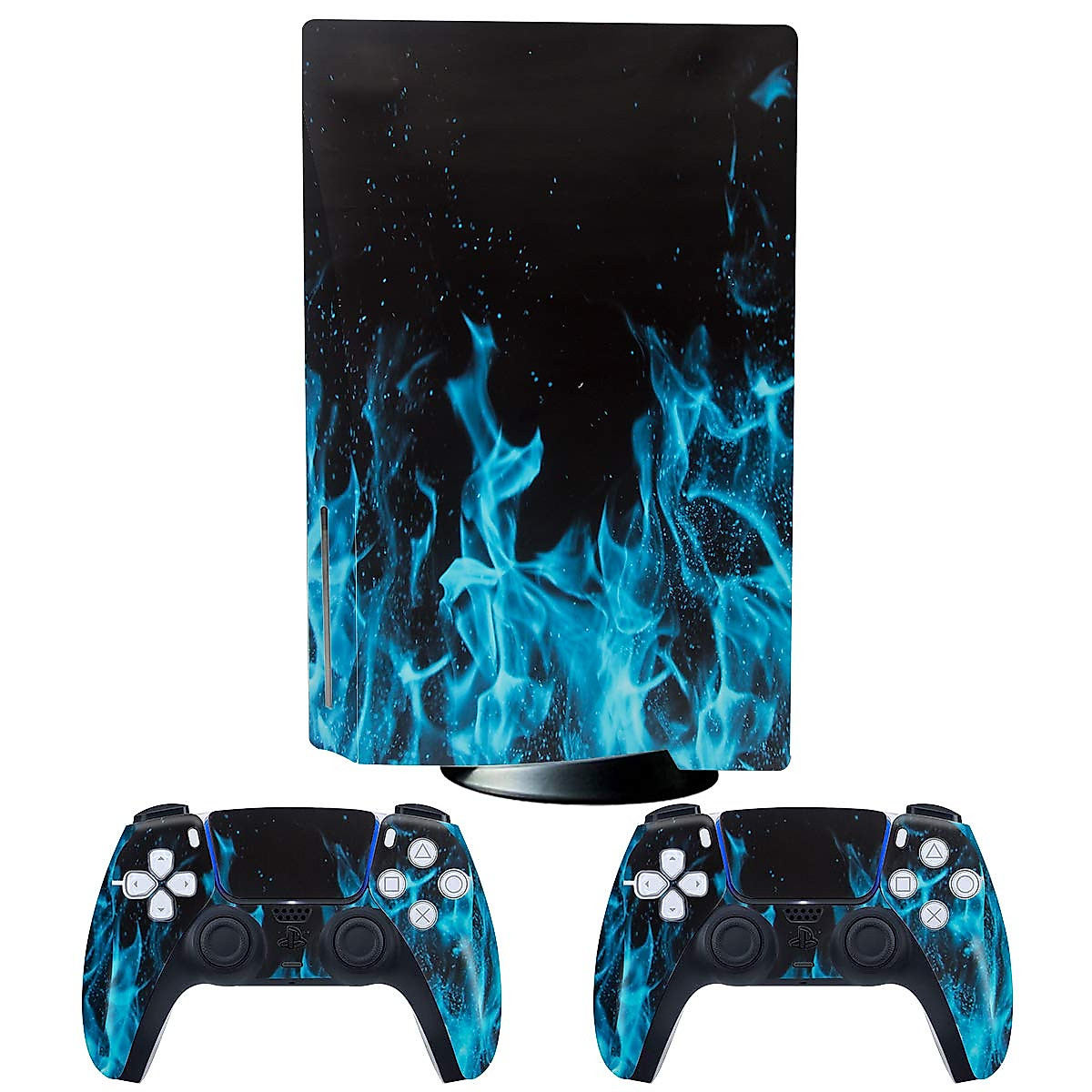 PS5 Skin for Console and Controller Skin Vinyl Sticker Decal Cover for Playstation 5 Console and Controllers - Compatible with Playstation 5 Digital Edition - Blue Fire