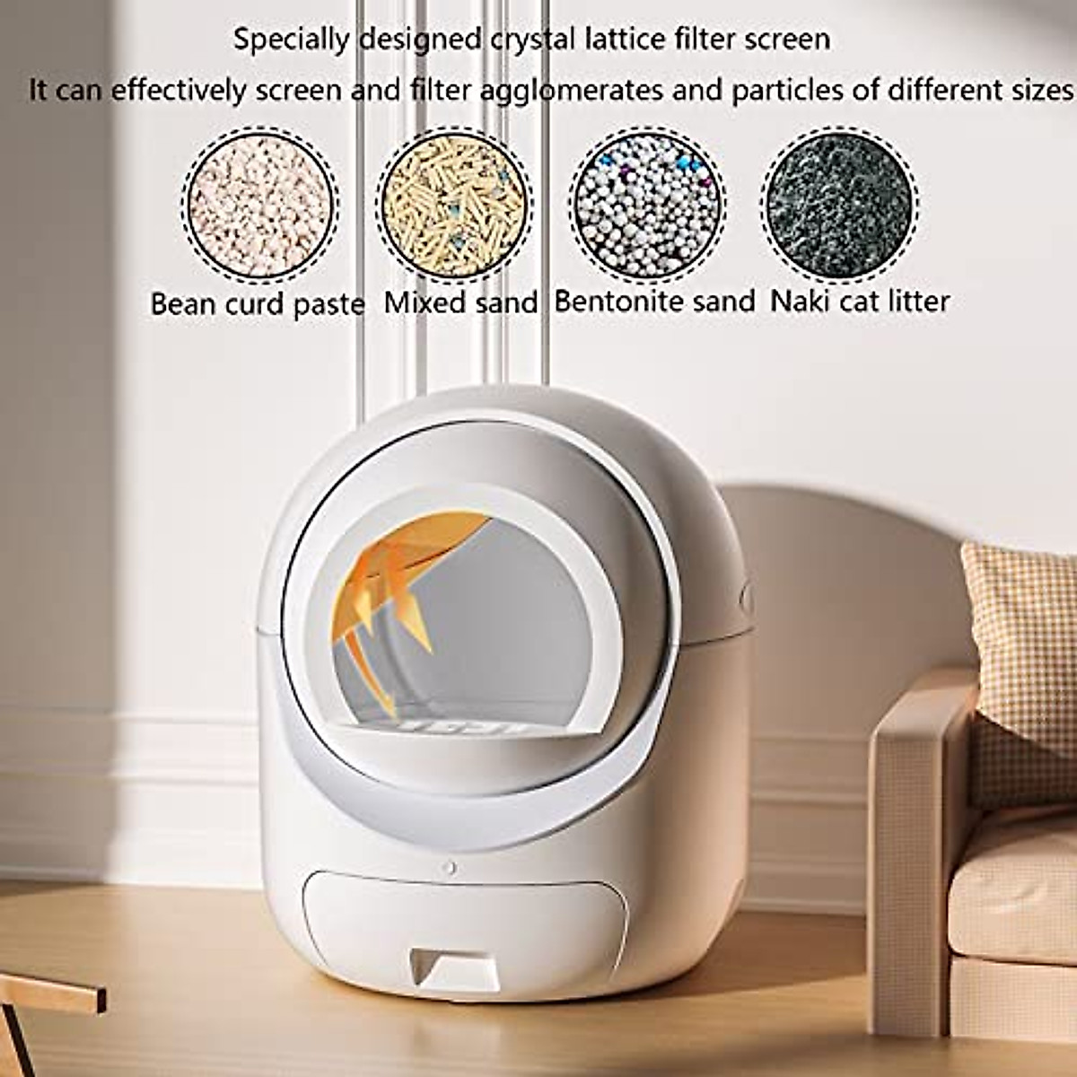 Self- Cleaning Cat Litter Box,Large Automatic Cat Litter Box for Multiple Cats,Suitable for All Kinds of Cat Litter, Odor Removal , App Control, Smart Health Monitor,Support 5g&2.4g WiFi