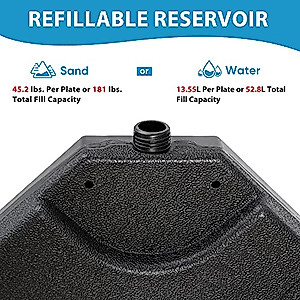 SUPER DEAL 4-Piece Heavy Duty Cantilever Offset Patio Umbrella Base, Water/Sand Filled Square Umbrella Stand 4 with Easy-to-Fill Spouts for Garden, Backyard and Poolside Black