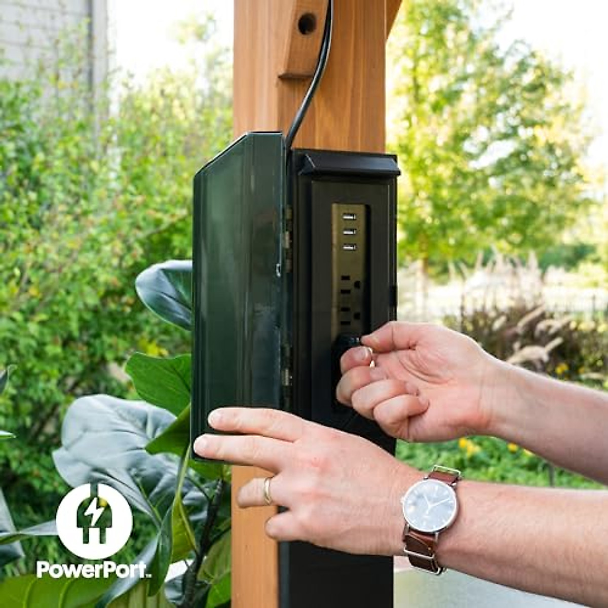 Backyard Discovery Granada 10' x 9' Cedar Wood BBQ Grill Gazebo Pavilion with Hardtop Galvanized Steel Roof, Bar Tops, Powerport, Snow Support, Wind Resistance, Cook Station for Outdoor Patio or Deck