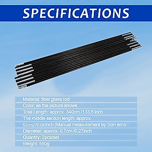 Fiberglass Tent Pole, 1 Sets Outdoor Camping Double Tent Pole Support Frames Kit Tent Replacement Poles Replacement Tent Poles Fiberglass Tent Poles Replacement Fiberglass Tent Pole Replacement