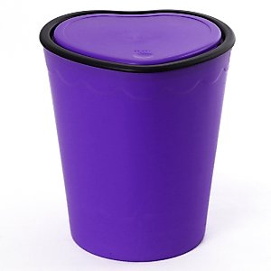 PalaeoWind Heart-Shaped Plastic Trash Can, Creative Fashion Home Kitchen Living Room Trash Can with A Lid Bedroom by Formula,Purple