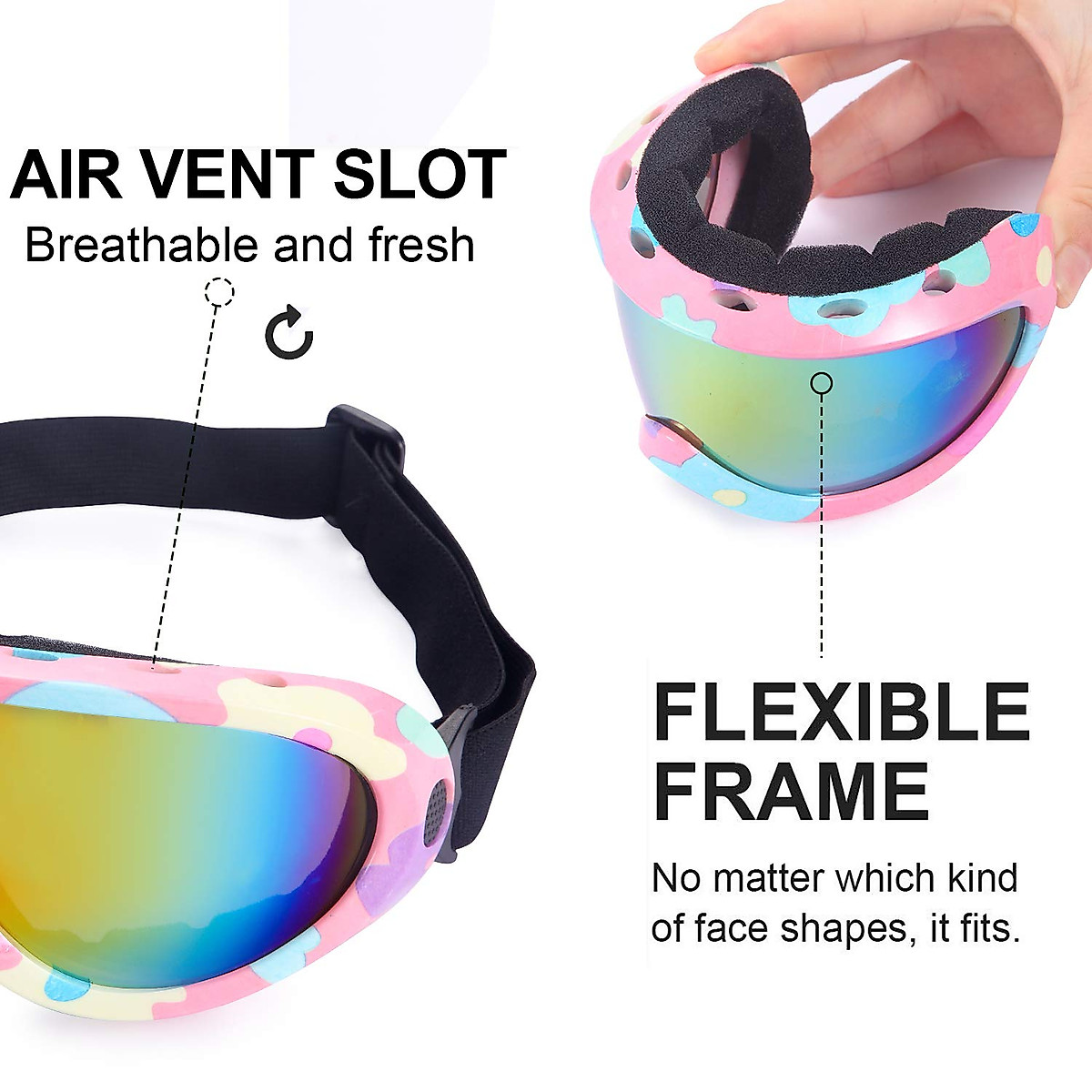 Rngeo Ski Goggles, Pack of 2, Snowboard Goggles for Kids, Boys & Girls, Youth, Men