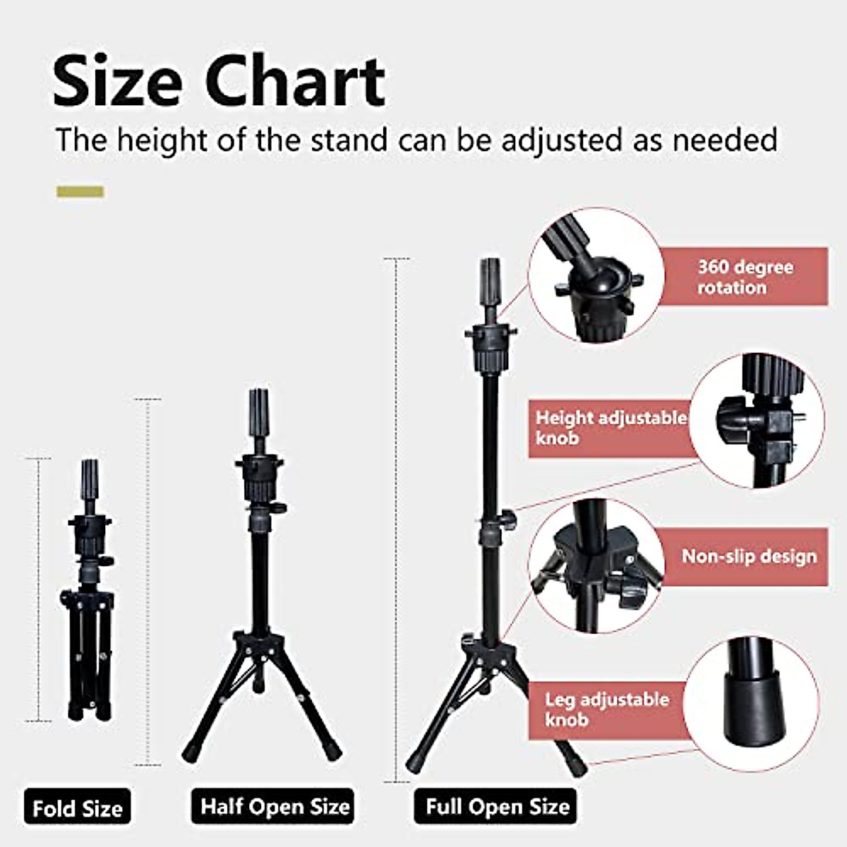 22 Inch Canvas Block Head Mannequin Wig Head (White), Wig Stand Tripod with Head, Mannequin Head Wig Display Styling Head With Mount Hole, Manikin Canvas Head Block Set for Wigs Making Display with Wig Caps, T Pins C Pins Set Bristle Brush