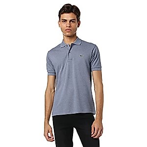 Lacoste mens Short Sleeve Chine Pique Polo Shirt, Light Indigo Blue, X-Large US