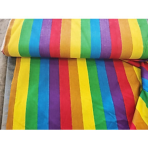 Rainbow Pride Stripe Vertical LGBT Gay Colorful Printed on 100% Cotton 44 Inches Wide Fabric by The Yard - Sewing Quilting Apparel Crafts Decor (1 Yard, Pride Stripe Vertical)