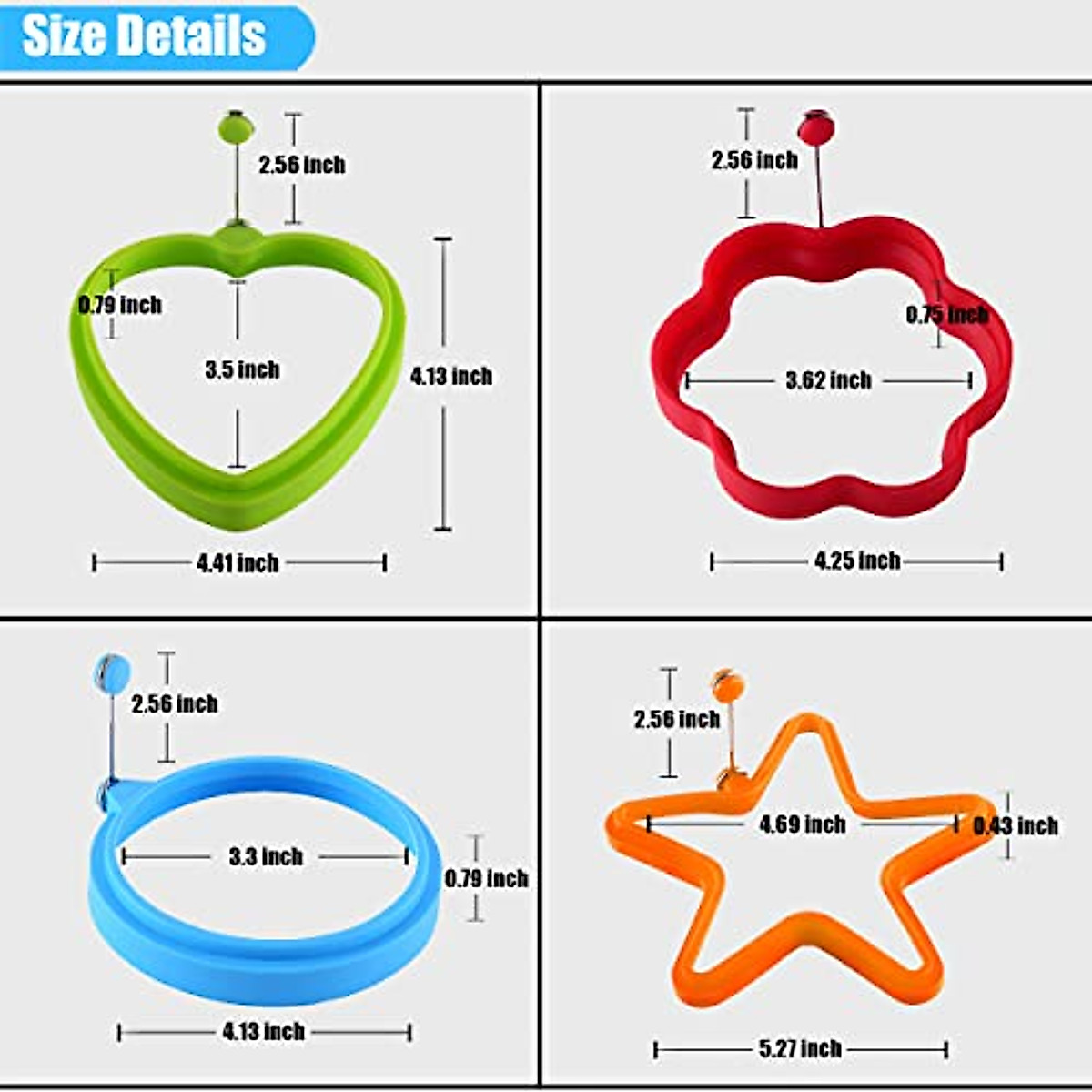 Silicone Egg Ring,Non Stick Egg Cooking Rings,Egg Mcmuffins Mold,Perfect Fried Egg Mold for Frying Eggs,Pancake and Omelet (Multicolor-Ring)