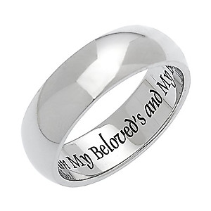 Beads & Pearls Jewelry 7mm Stainless Steel Men Women Wedding Rings - I Am My Beloved's and My Beloved Is Mine Religious Christian Rings, His and Hers Wedding Band, Size 8