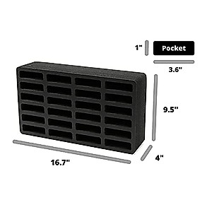 Polar Whale Ink Pad Storage Tray Organizer Stamping Design Stand Supply Black Foam Horizontal Holder Non-Rattle Washable Compatible with Versamark, Versafine, Distress, Stazon and More Holds 24