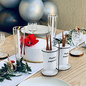 Angoily White Storage Box Ceramic Spoon Caddy Utensil Holder Japanese Countertop kitchen Utensils Organizer Chopstick Canister Cutlery Holder For Forks Knives Spoons Easy Chopsticks