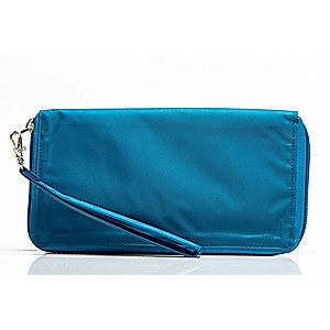 Big Skinny Women's Panther Clutch Slim Wallet, Holds Up to 40 Cards, Ocean Blue