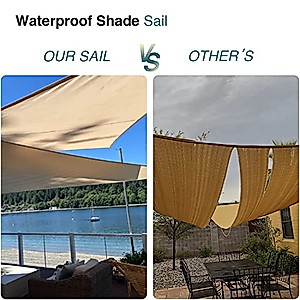 ECOOPTS 16'x16' Waterproof Sun Shade Sail Rectangle Canopy Cover UV Blockage for Outdoor Patio Pergola Backyard Garden (Light Gray)