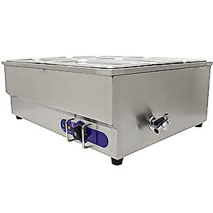 HQHAOTWU 5-Pan Electric Food Warmer Commercial Bain Marie Buffet Stainless Steel Soup Warmer Food Container for Catering Restaurant Canteen with One 1/3 Pan and Four 1/6 Pans