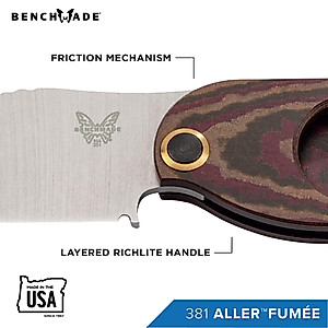 Benchmade - Aller Fumee 381, 6 Tool Folding Knife with Screwdriver and Bottle Opener, Wharncliffe Blade, Friction Folder, Made in USA