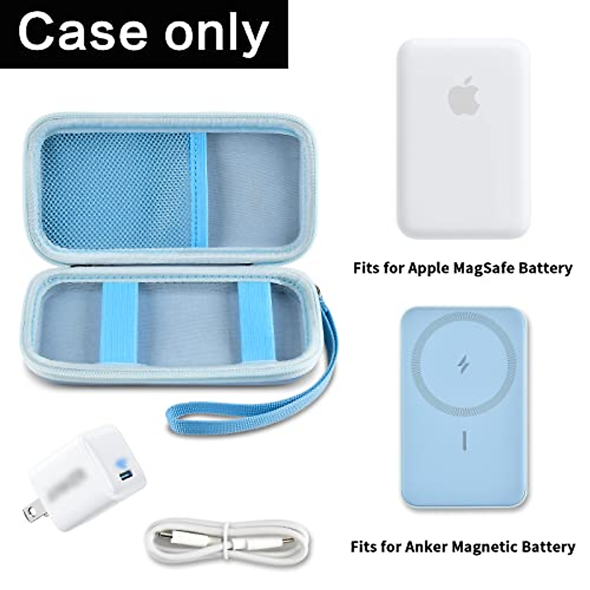 Case Compatible with Anker 622 621 for Magnetic Battery for MagGo 5000mAh Foldable Magnetic Wireless Portable Charger.Power Bank Storage Holder for Anker USB Charger and Battery Bank(Box Only)-Blue