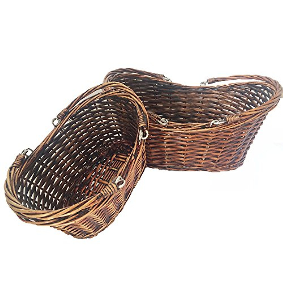 TopherTrading TOPOT Dark Brown Willow Basket with Hard Liner & Double Handles