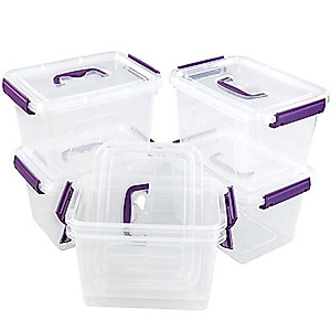 Sosody 6 Quart Plastic Storage Box with Lids and Handles, 6 Packs