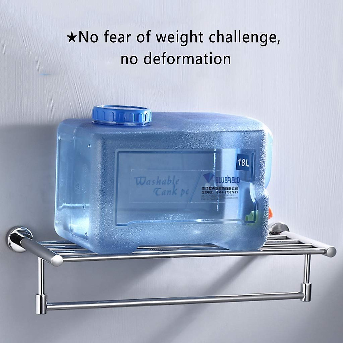 GLJ Floating Shelves Stainless Steel Drain Storage Rack, Bathroom Shower Shelf, Wall-Mounted Kitchen Spice Rack, with Towel Bar