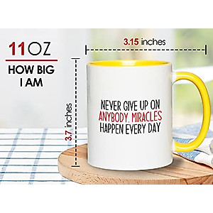 Bubble Hugs Nurse 2Tone Yellow Mug 11oz - Never give up - Labor Clinical Certified Nursing Assistant Surgical Emergency Oncology Practitioner