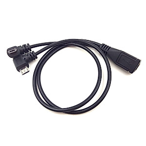 Qaoquda Micro USB 1 to 2 Y Splitter Cable, 1Feet Micro USB Female to Dual Male 90 Degree Angle Converter High Speed Charging Cable (Micro 1F/2M)