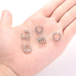 Jstyle 20Pcs Adjustable Ear Cuffs Earrings Set for Women Stainless Steel Non-Piercing Cartilage Clip On Wrap Earring Set