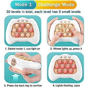 TOMFANCY Quick Push Light Up Pop Fidget Toys Puzzle Handheld Game Console Press Popping Toy Birthday Gift for Kids Ages 3+ Adult Blue