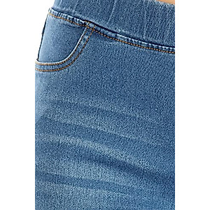 Women's Capris Jean Skinny Pull-On Denim Capri Pants for Women Cropped Jeans Size XL Blue Denim