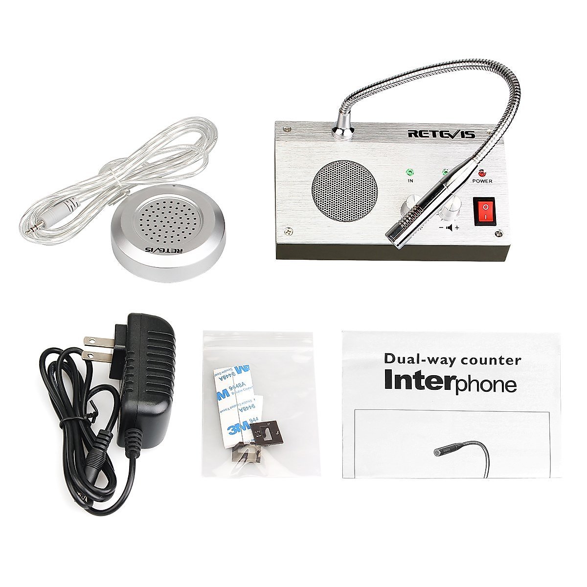 Retevis RT-9908 Window Speaker System,Intercom System,Two Way Voice Transmission,High Power Speaker for Bank,School,Store(4 Pack)