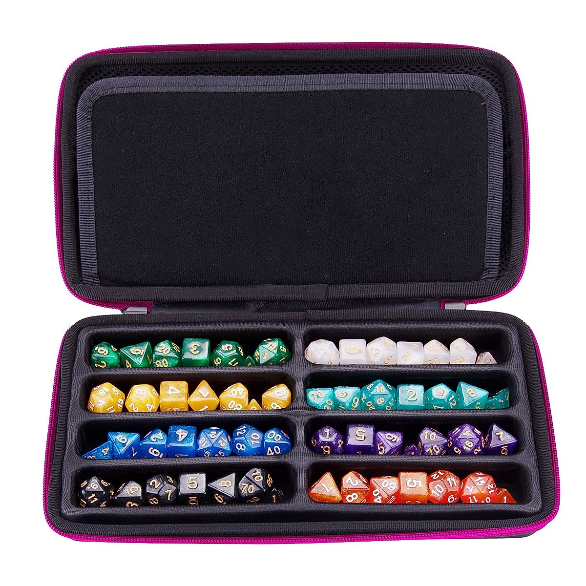 SIQUK Dice Case DND Dice Box Dice Storage Case Dice Organizer Holder with Handle Removable Slotted Tray Holds 8 Sets DND Dice for Dungeons & Dragons and Other RPG Table Games, Rose Red