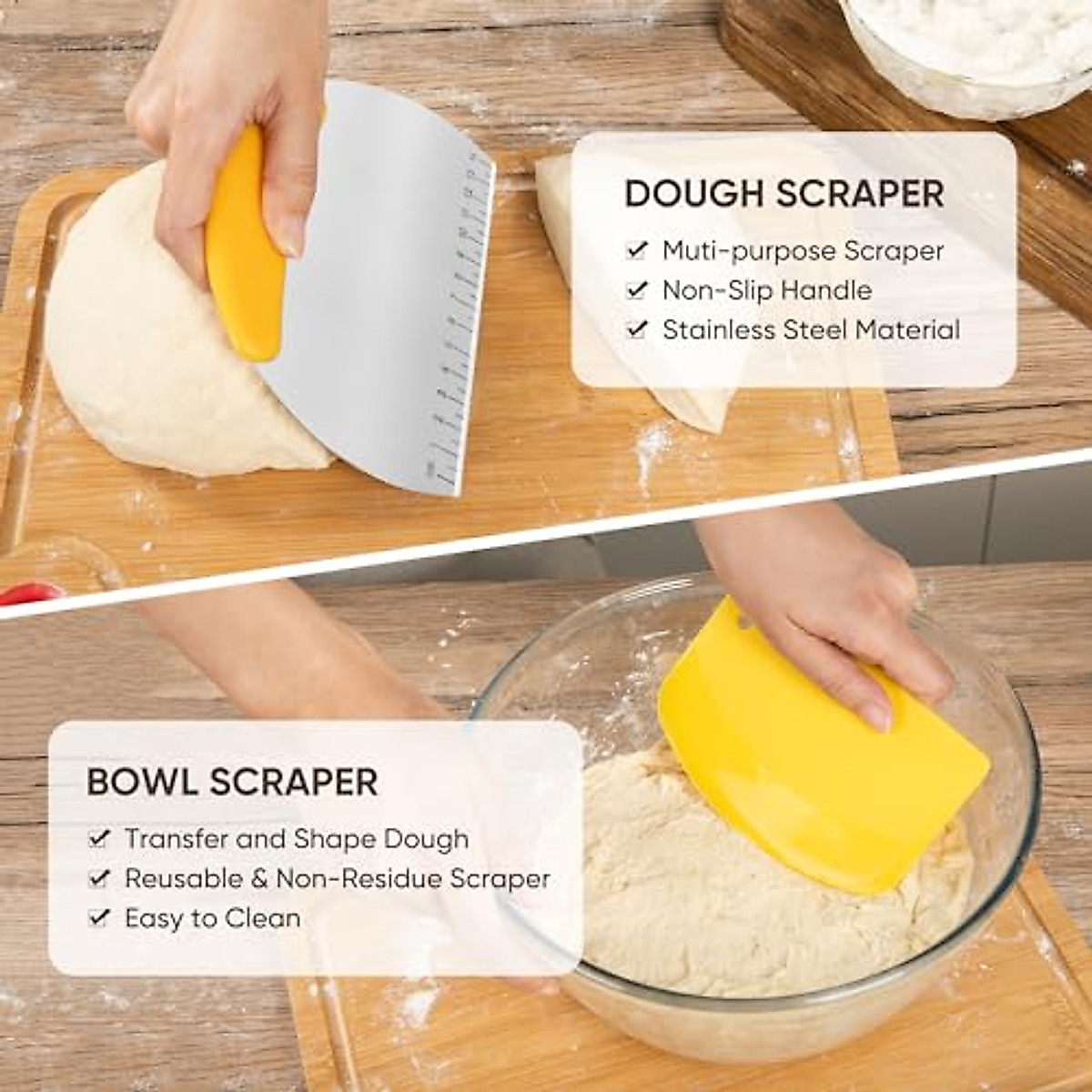 JAOBHAHY Sourdough Bread Baking Supplies, 2 PCS 9" banneton Bread Proofing Baskets, 34 OZ Starter Jar, Linen Liner, Bowl Scraper, Dough Cutte, Bread lame, Temperature Stickers,Perfect Bread Making Kit