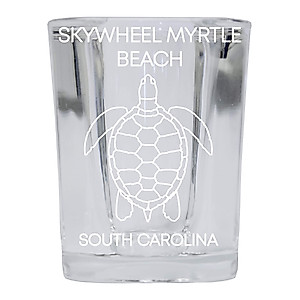 Skywheel Myrtle Beach South Carolina Souvenir 2 Ounce Square Shot Glass laser etched Turtle Design
