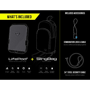 VAULTEK LifePod + SlingBag Bundle Secure Waterproof Travel Case Rugged Electronic Lock Box Travel Organizer Portable Handgun Case with Backlit Keypad
