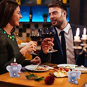 2 PCS Cute Elephant Aesthetic Candles, Trendy Pair Elephants Candle, Handmade Adorable Cute Elephant Baby Shower Cake Topper Candle for Couples Birthday Anniversary Home Party Decor