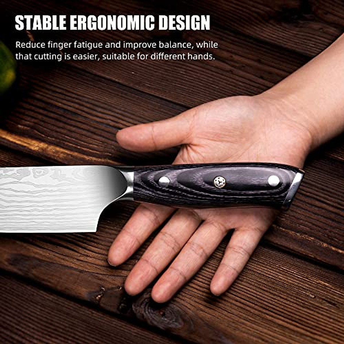 Avarmora Chefs Knife 8 Inch Kitchen Knives Japanese Chef Knife Damascus Chef Knife Forged High Carbon Stainless Steel for Cutting Meat Fruits with Gift Box.