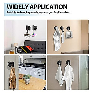 Kruodop Towel Hooks for Bathroom,2 Packs Wall Mount Towel Holder,Black Matte Wall Robe Hook,Stainless Steel Heavy Duty Door Hanger Towel Hook for Kitchen, Bedroom,Hotel,Pool,Coats and Keys