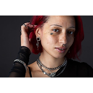 Pierced Owl Vintage Filigree Moon Dangling Vibrant Green Stone Set Flesh Tunnel Plugs, Sold as Pair (10mm (00GA))