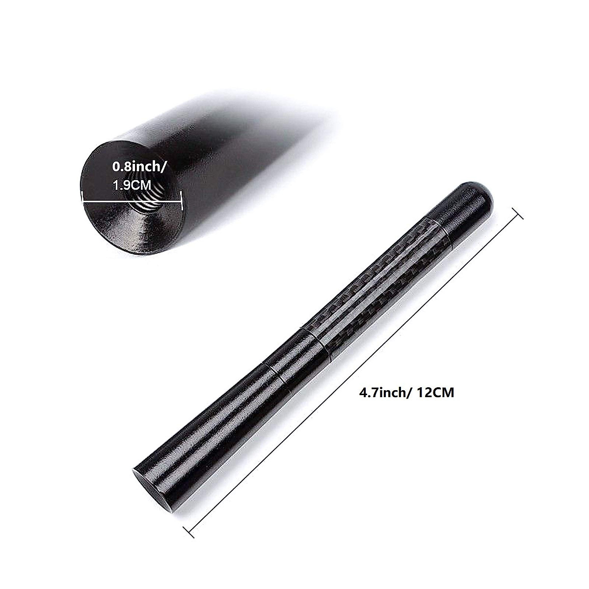 Xotic Tech Real Carbon Fiber Aluminum Screw-On AM/FM Radio Antenna Mast Cover Decoration,Black,Universal Fit Most Cars (Size:4.7"/12cm)