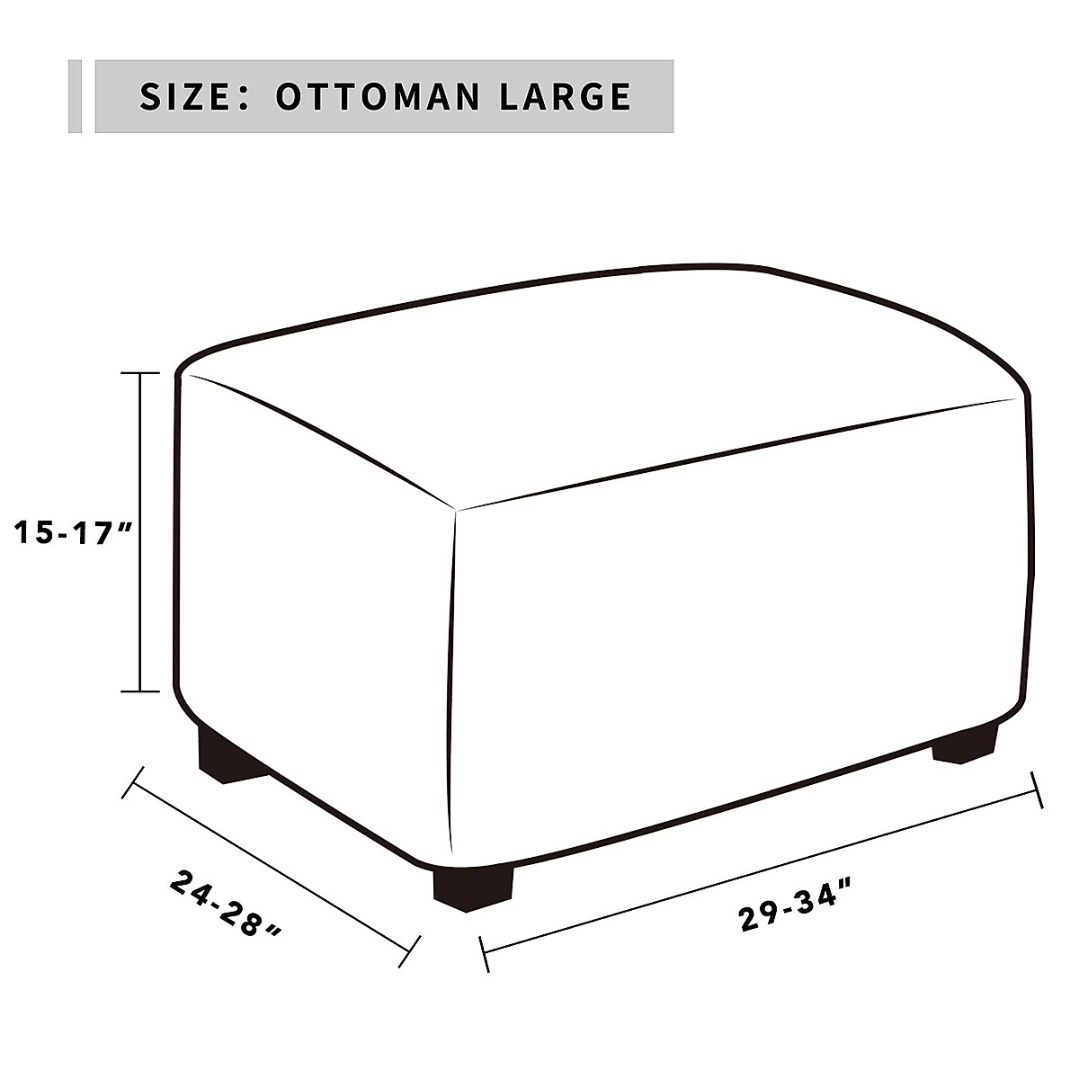 Easy-Going 100% Dual Waterproof Stretch Ottoman Cover Rectangle Folding Storage Stool Furniture Protector Soft Slipcover for Living Room with Elastic Bottom (Large, Dark Gray)