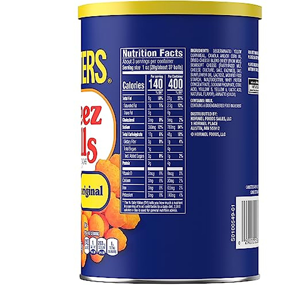 PLANTERS Original Cheez Balls Cheese Flavored Snacks, 2.75 oz Canister (Pack of 6)