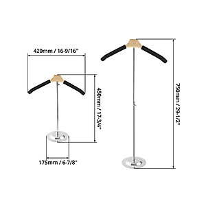 QWORK Adjustable Metal T-Shirt Display Stand, 2 Pack Foam & Wire Clothes Hanger Rack -16" to 28" for Coat Clothing Garment Retail, Craft Show