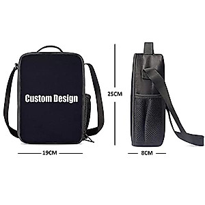 COEQINE Insulated Lunch Bag with Side Pocket for Office Work Print Turtle Blue Kids Cooler Tote Large Lunch Box Adjustable Shoulder Strap