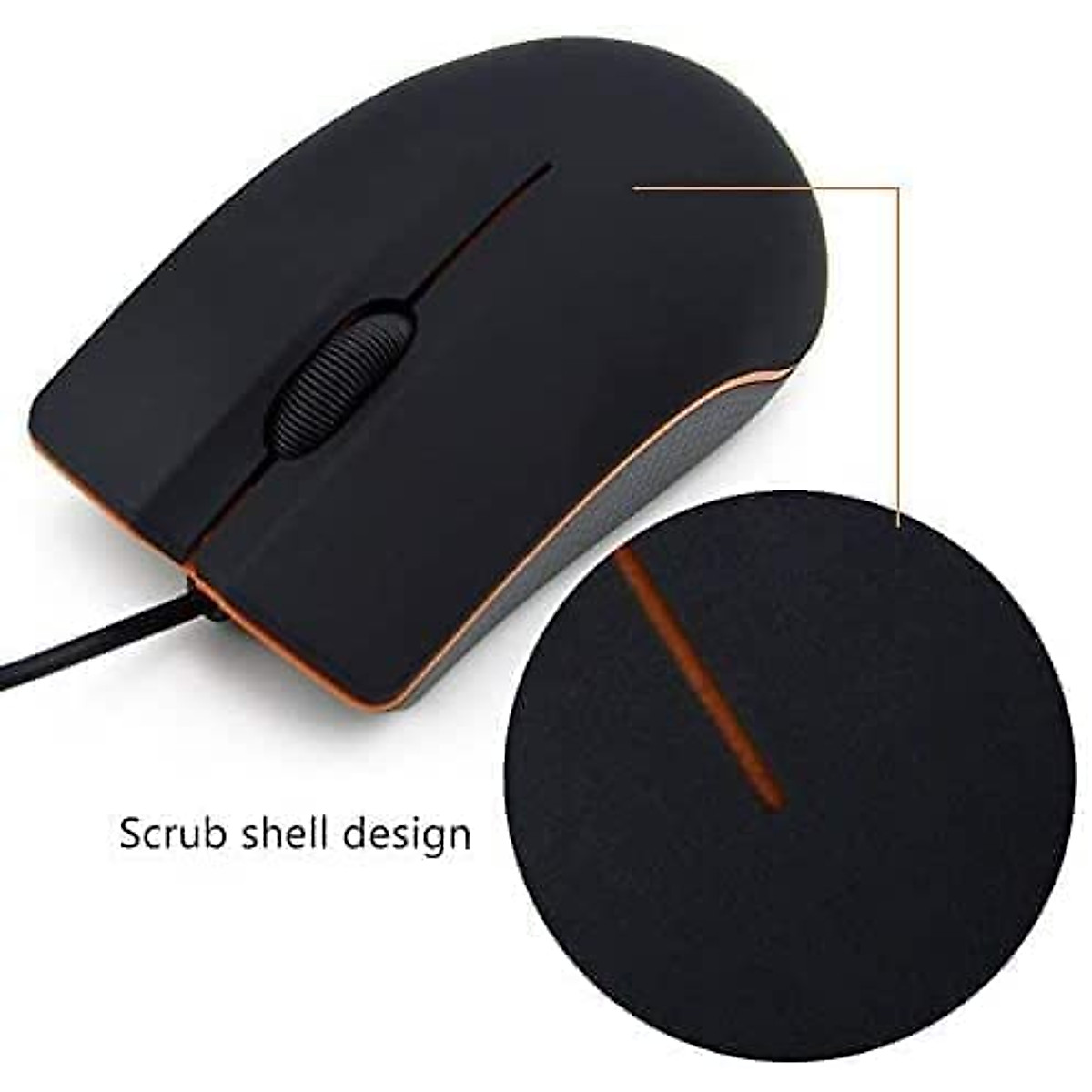 Guiheng Wired Mouse, USB Wired Computer Mouse for Right or Left Hand, Ergonomic Computer Mouse with Durable Clicks for PC, Computer, Laptop, Desktop, Chromebook, Notebook, Mac (Black)